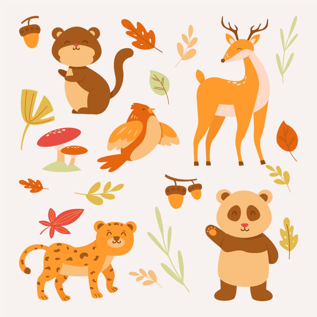Download 10 Sets of Cute Fall Animals Clipart for Free! No Attribution ...